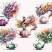 Teapot and Music Notes Clipart Bundle, Tea Party Clipart, Watercolor ...