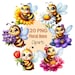 Floral Bee Clipart Bundle: Watercolor Bee PNG, Commercial Use (digital ...