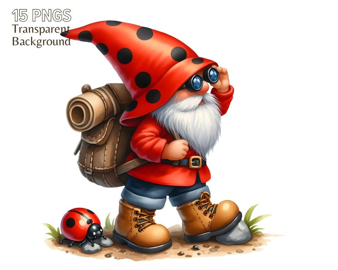 14 Ladybug Gnome Clipart Bundle, Garden Gnome Graphics, Spring Png ...