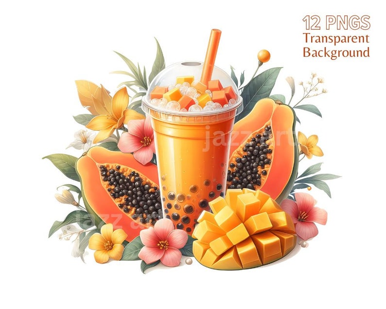 Summer Bubble Tea Clipart Bundle, Watercolor Bubble Tea, Bubble Tea ...