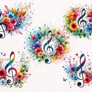 Musical Notes Clipart Bundle, Watercolor Music Symbols, Music Clipart ...