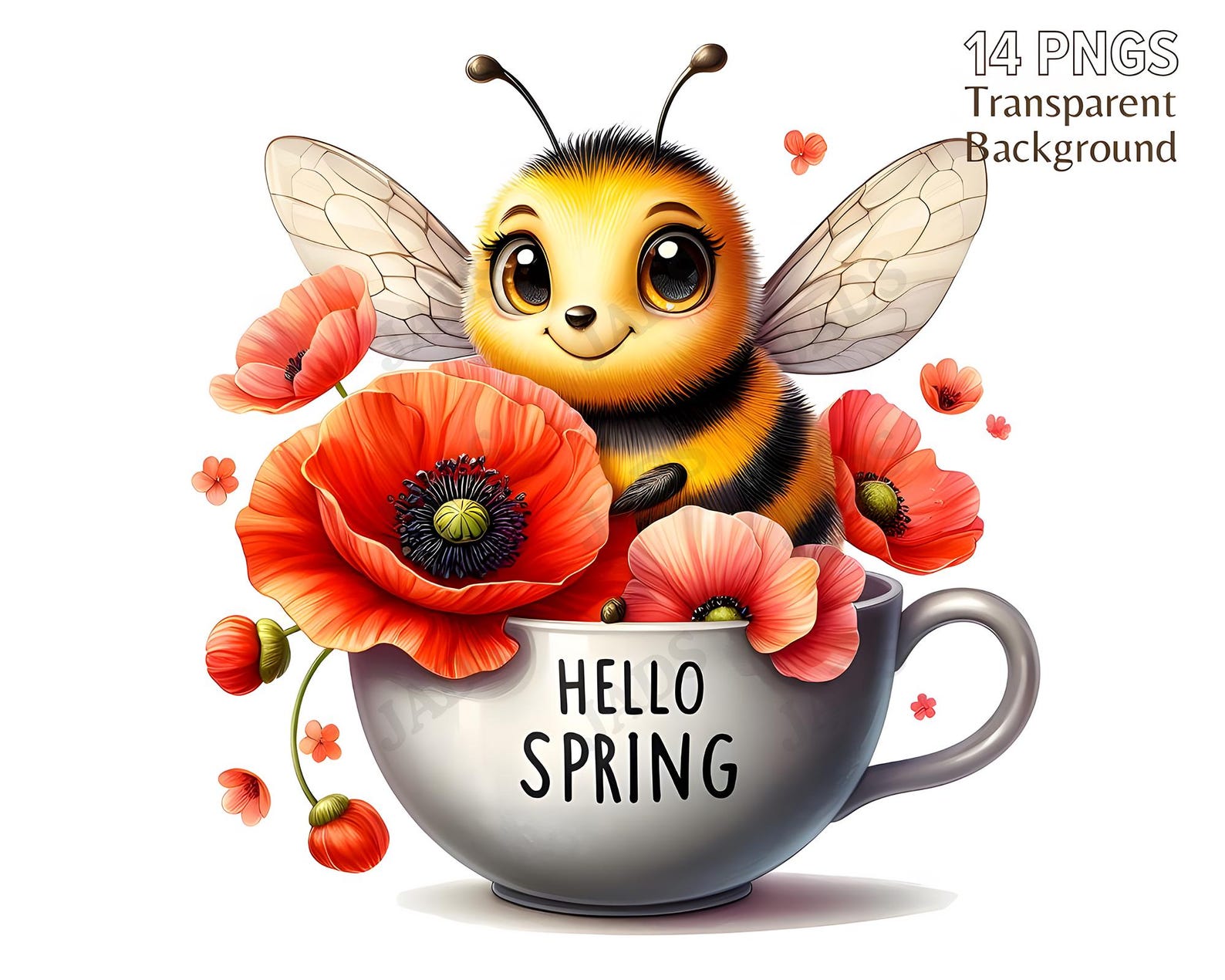 Spring Bees Clipart Bundle, Cute Bee Clipart, Honeybee Clipart, Hello ...