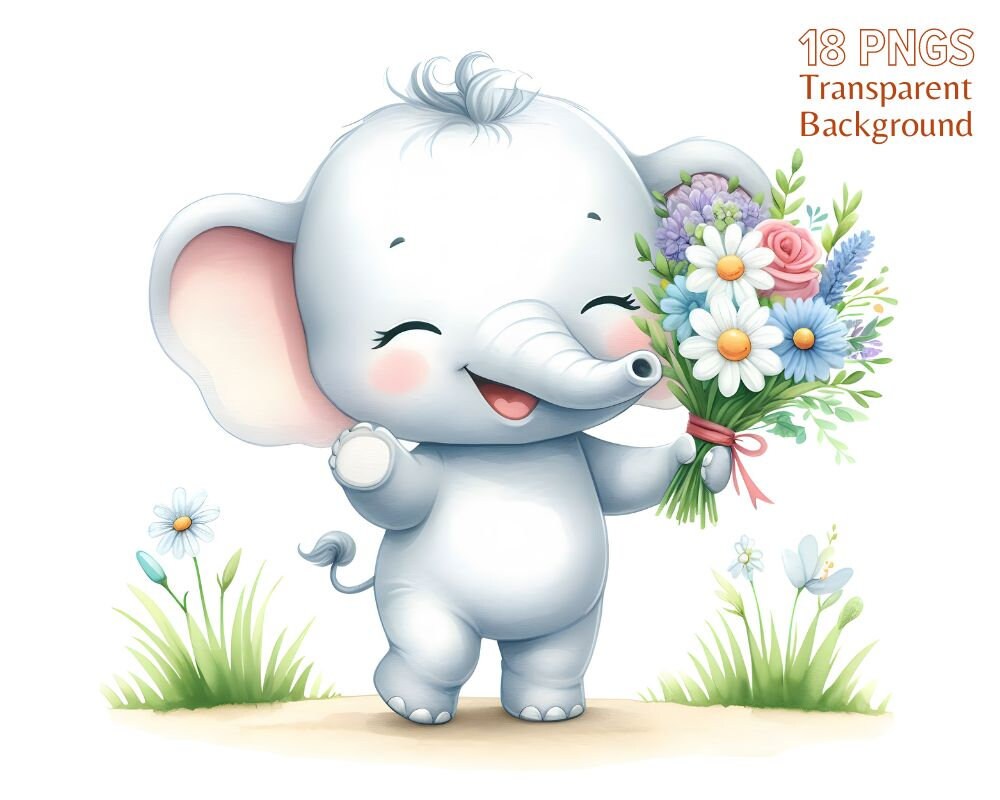 Charming Animals Clipart Bundle, Watercolor Animals, Cute Baby Animals ...