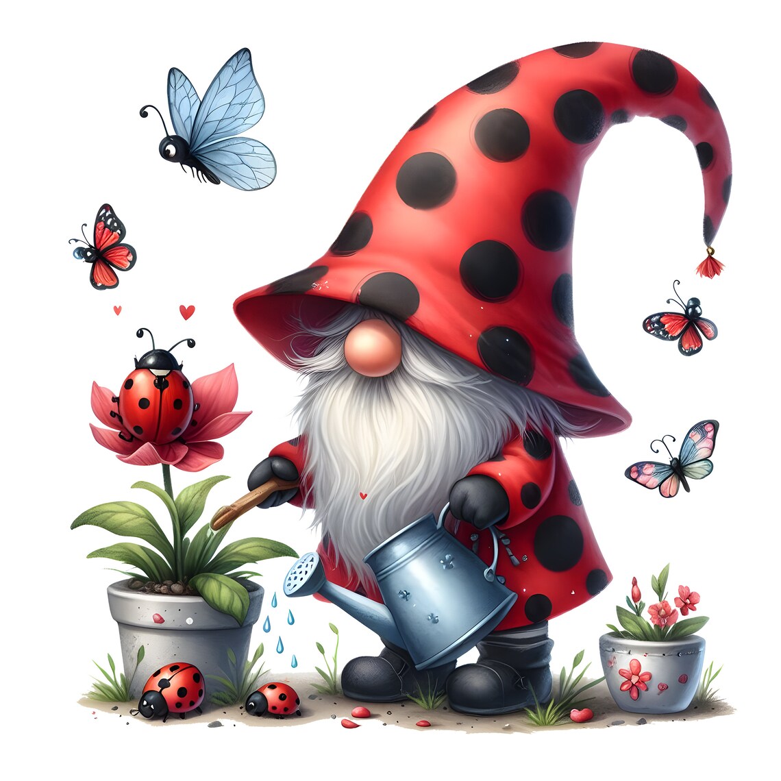 14 Ladybug Gnome Clipart Bundle, Garden Gnome Graphics, Spring Png ...