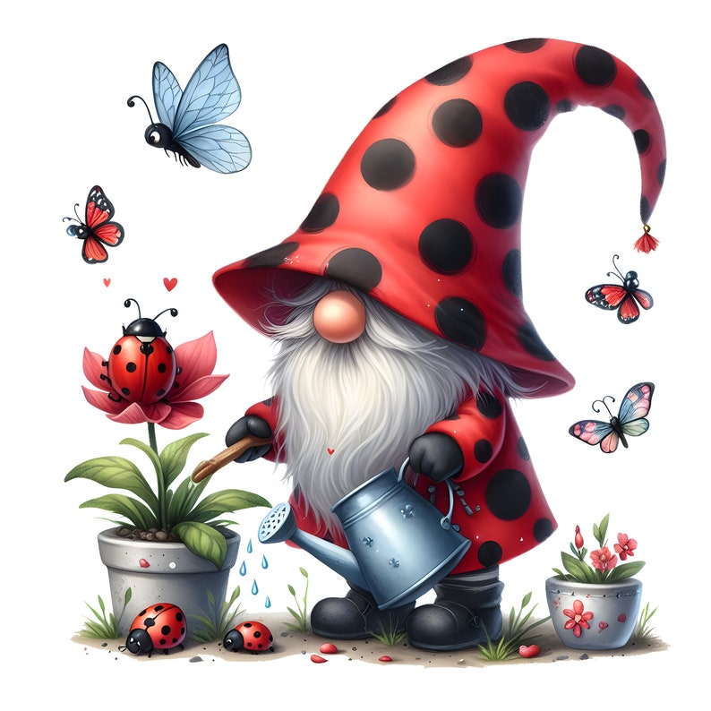 14 Ladybug Gnome Clipart Bundle, Garden Gnome Graphics, Spring Png ...