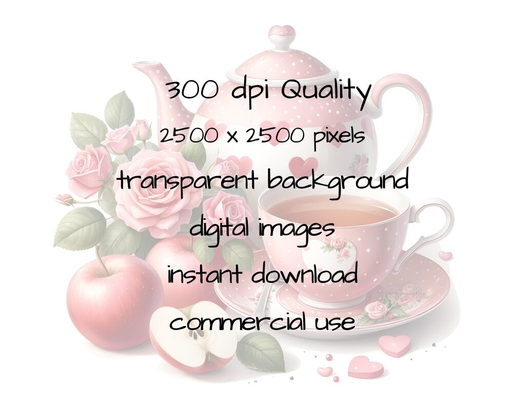 Watercolor Tea Party Clipart Bundle: Floral Tea Illustration (PNG ...