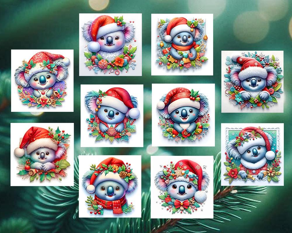 3D Christmas Koala Clipart: Festive Holiday Graphics (JPEG) - Etsy