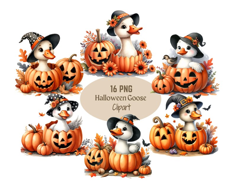 Halloween Goose Clipart Bundle | Funny Spooky Goose PNG | Cute Digital ...