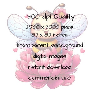 Floral Bee Clipart Bundle: Watercolor Bee PNG, Commercial Use (digital ...