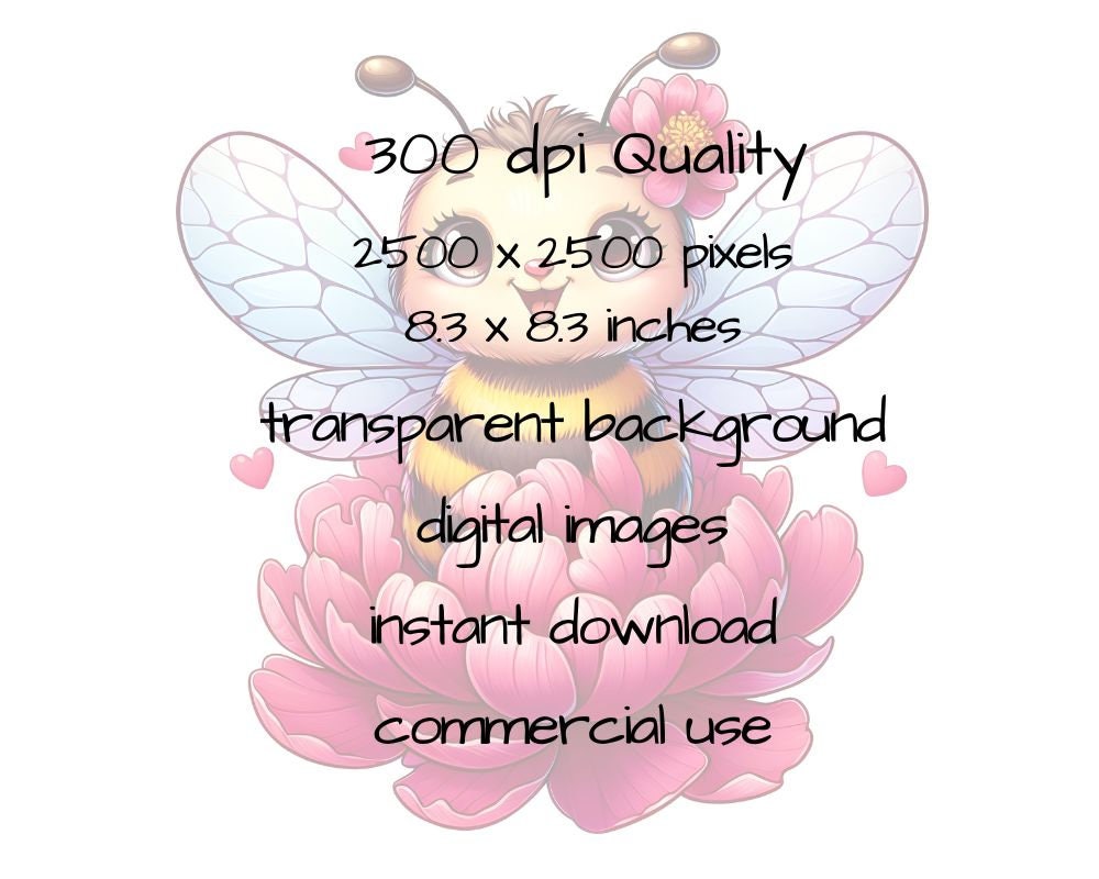 Floral Bee Clipart Bundle: Watercolor Bee PNG, Commercial Use (digital ...