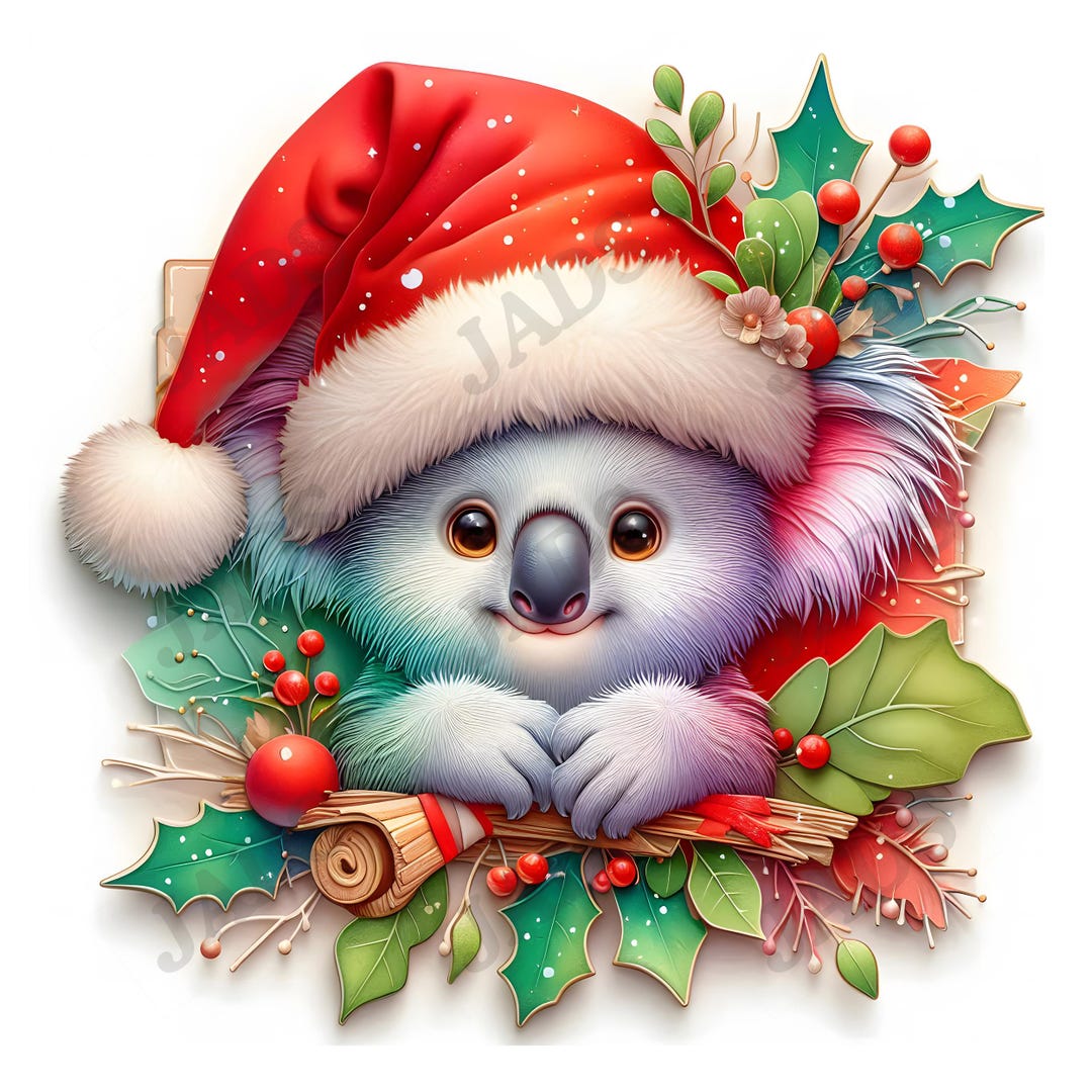 3D Christmas Koala Clipart: Festive Holiday Graphics (JPEG) - Etsy