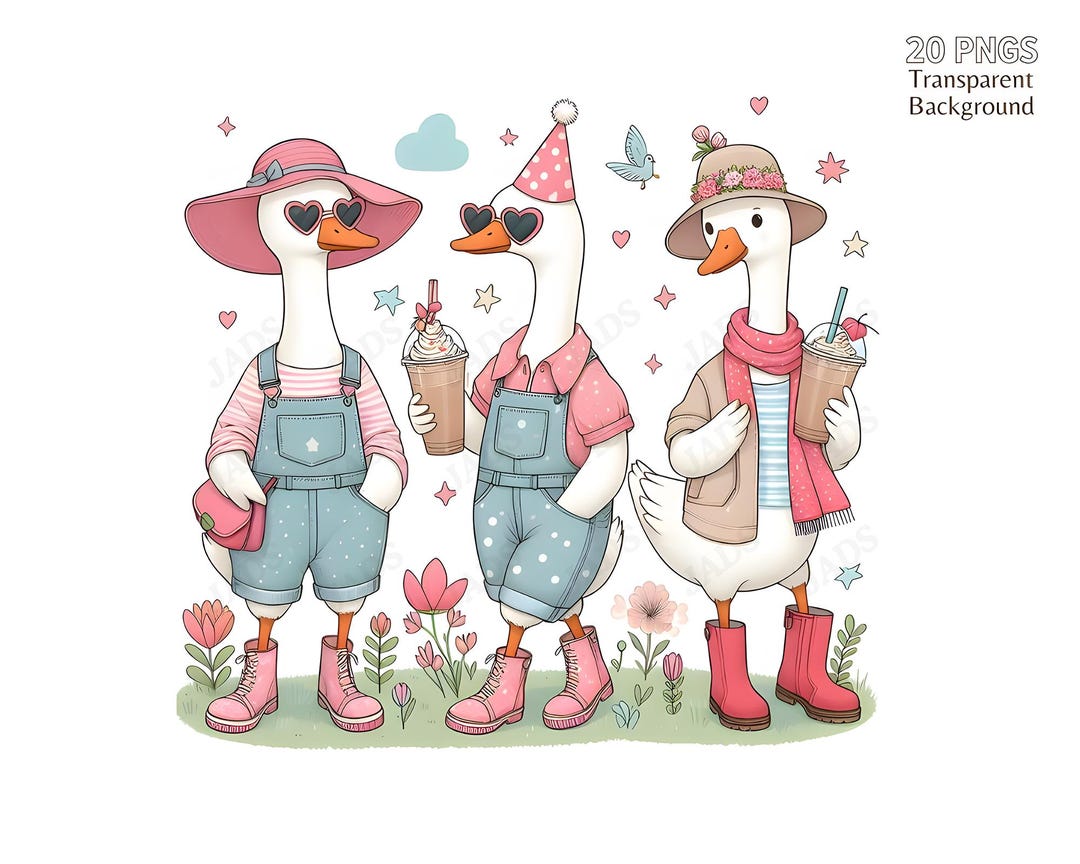 Pastel Silly Goose Clipart Bundle, Geese Print, Goose Bumps Shirt ...