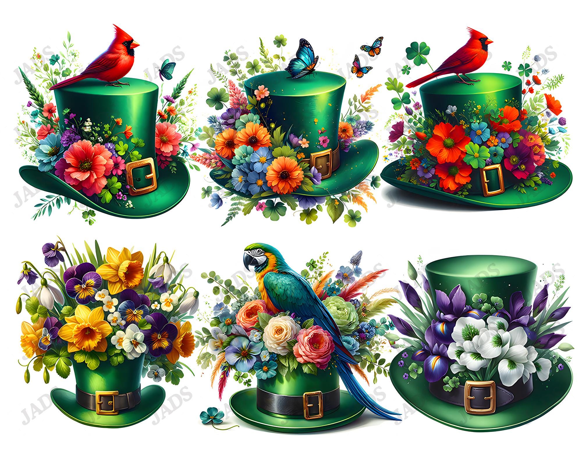 St. Patrick's Day Hat Clipart Bundle, Festival Png Designs, St Patricks ...