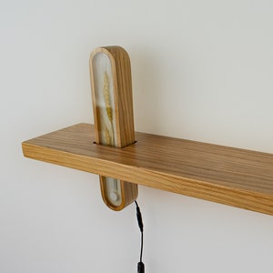 Trendy Wooden Floating Shelf With Built-in LED Light and Resin Accent ...