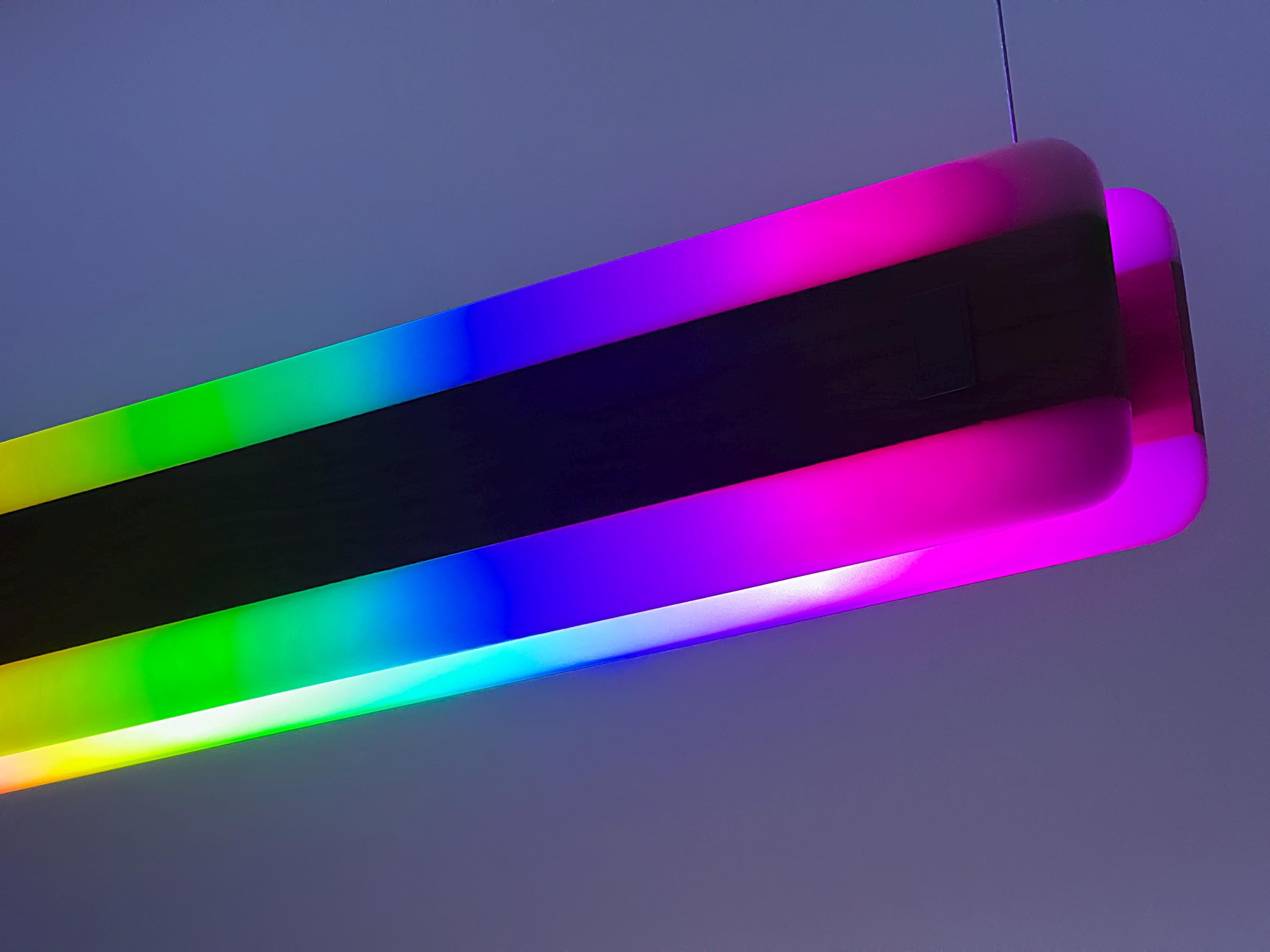 Modern Wood & Epoxy LED Chandelier, Adjustable RGB Pendant Light, Smart ...