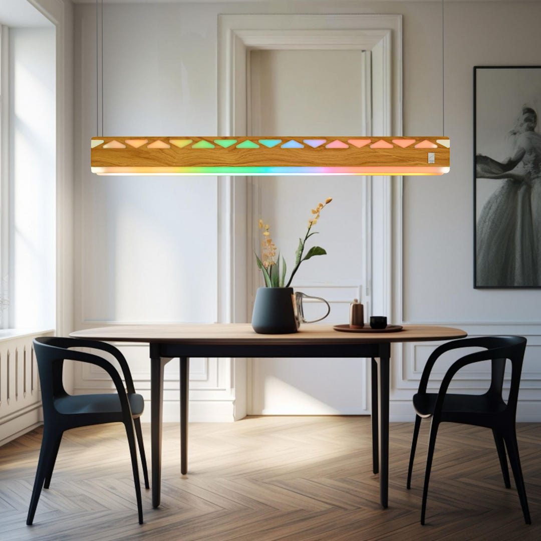 Smart Oak LED Wall Lamp With RGB Light, Modern Wooden Ambient Lighting ...