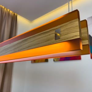 Linear Pendant Light, Wood & Epoxy Ceiling Light, Chandelier Lighting ...