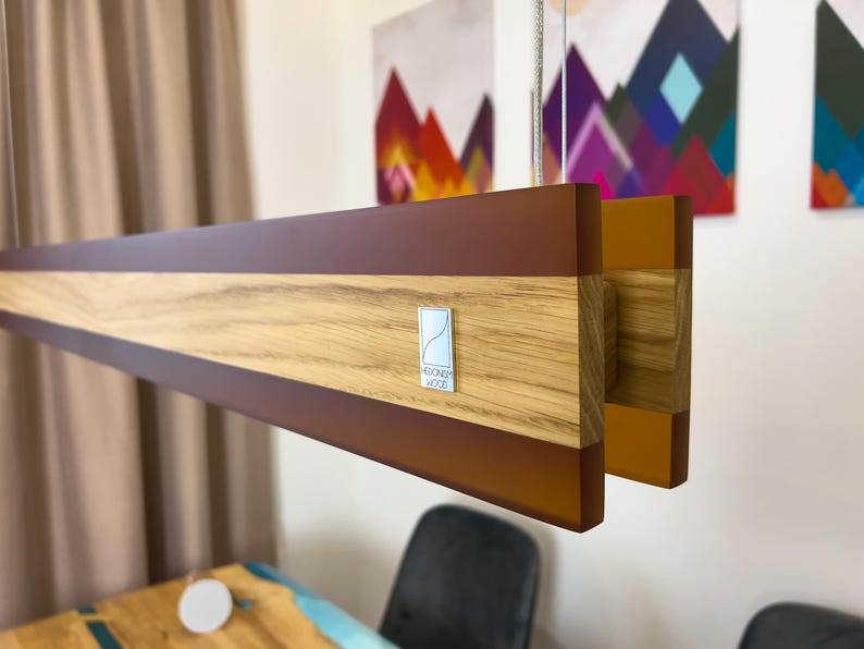 Linear Pendant Light, Wood & Epoxy Ceiling Light, Chandelier Lighting ...