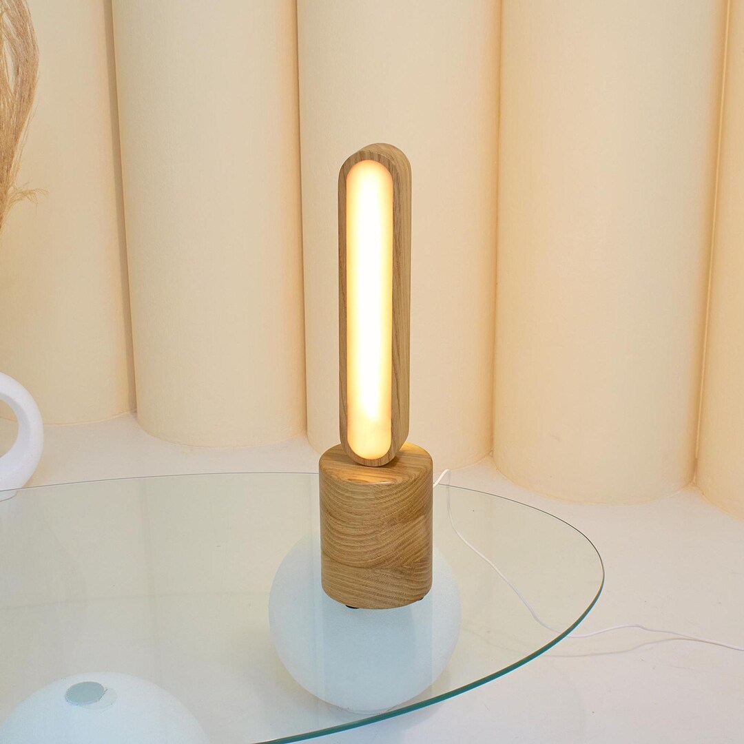 White Epoxy Desk Lamp, Linear Table Lamp, Cozy Bedside LED Lamp, Home ...