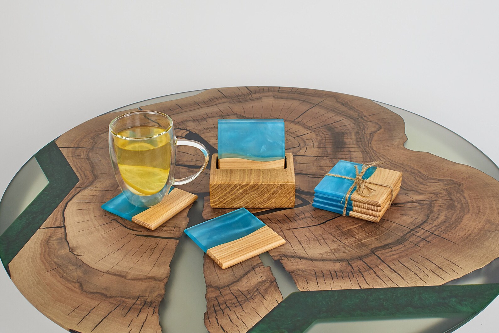 Ocean Epoxy Coasters Set, Blue Resin Mug Coasters, Something Blue for ...