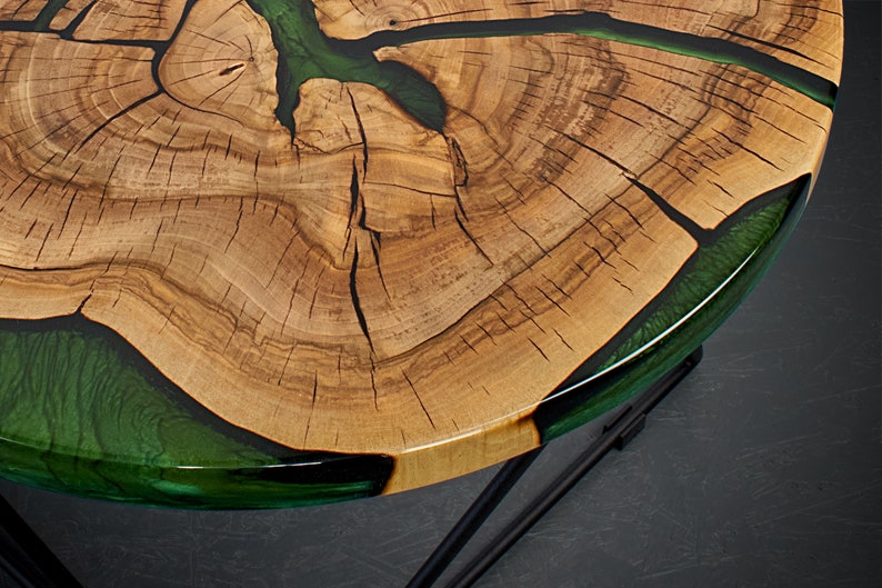 Emerald Epoxy Coffee Table, Abstract Resin Coffee Table, Living Room ...