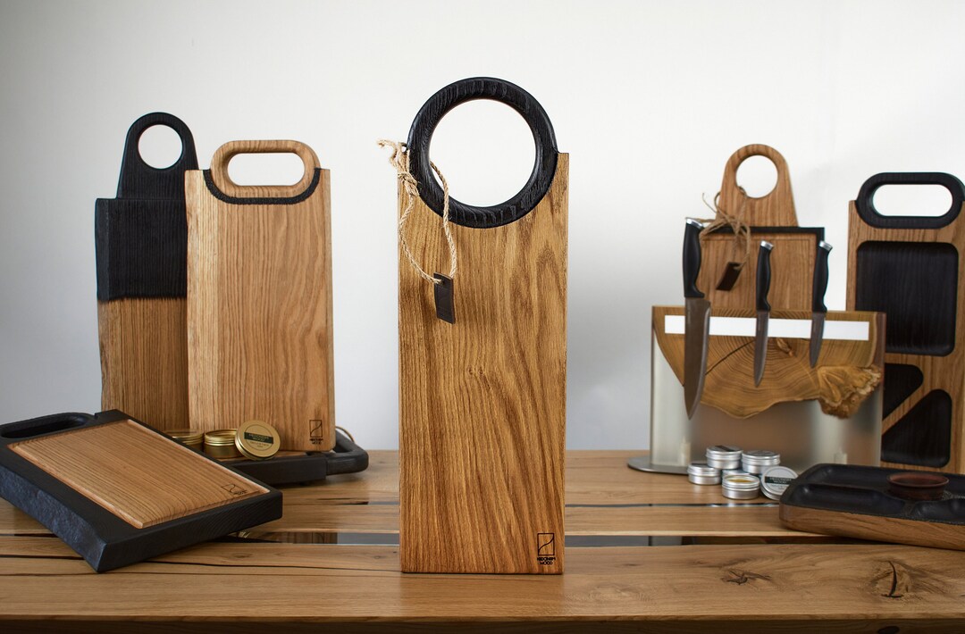 Natural Wood BBQ Tray, Unique Cheese & Wine Serving Board, Modern ...