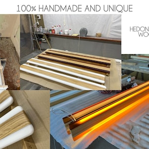 Linear Pendant Light, Wood & Epoxy Ceiling Light, Chandelier Lighting ...