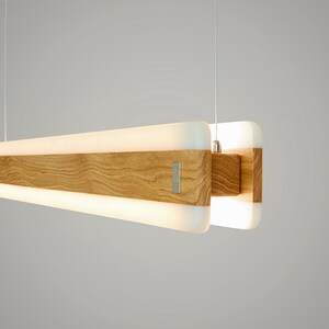 Modern Wood & Epoxy LED Chandelier, Adjustable RGB Pendant Light, Smart ...
