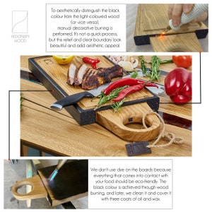 Wooden Serving Board With Large Handle, Handcrafted BBQ Tray, Burnt Oak ...