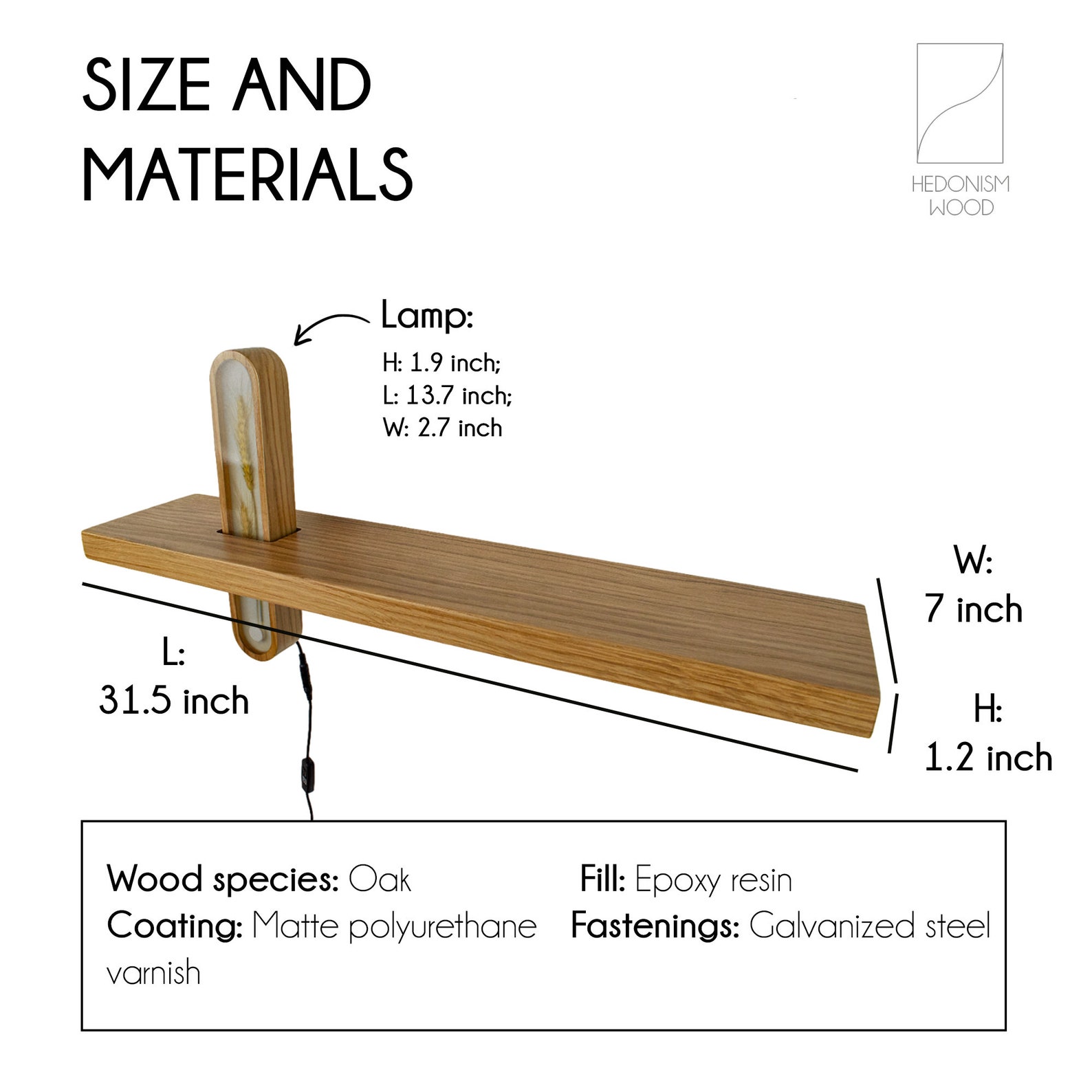 Trendy Wooden Floating Shelf With Built-in LED Light and Resin Accent ...