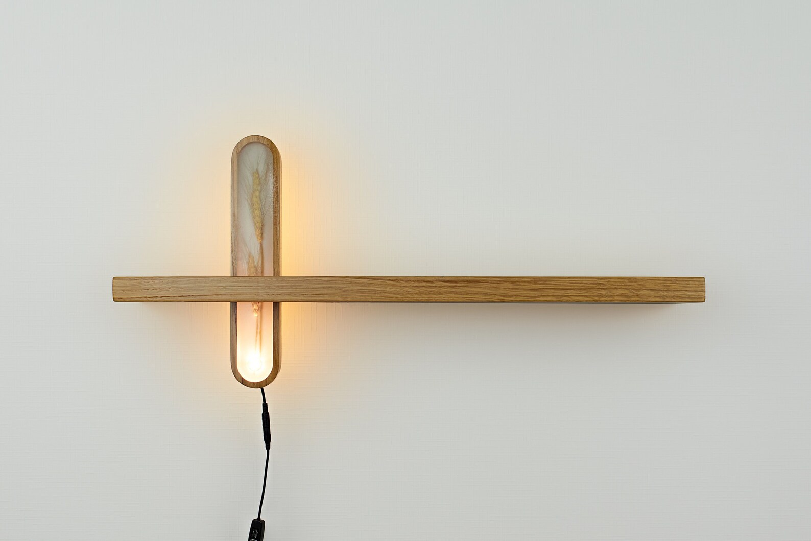 Trendy Wooden Floating Shelf With Built-in LED Light and Resin Accent ...