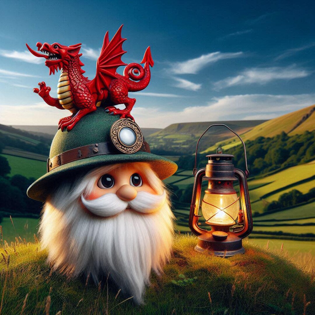 A Welsh Dragon Gonk With a Miners Lamp Plain Greetings Card and ...