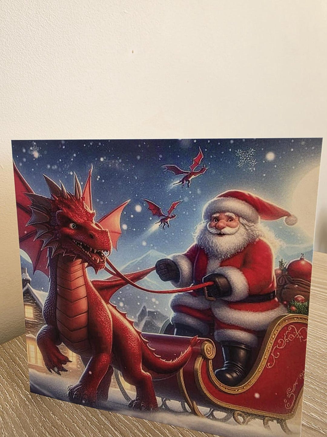 Welsh Dragon Christmas Card: Santa's Sleigh Ride, Eco-friendly - Etsy