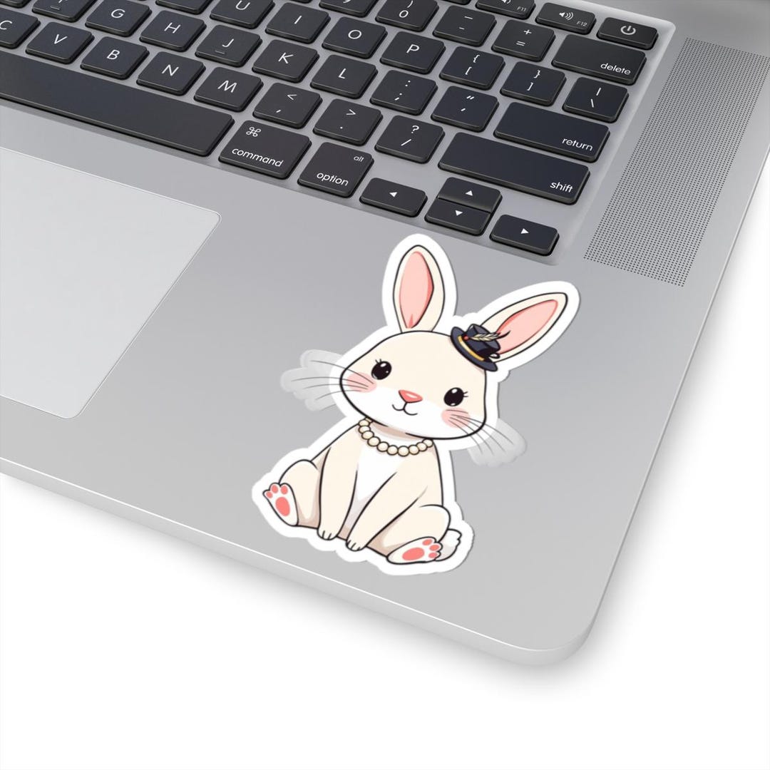 Whimsical Rabbit Sticker, Cute Rabbit Decor, Easter Gifts, Laptop ...