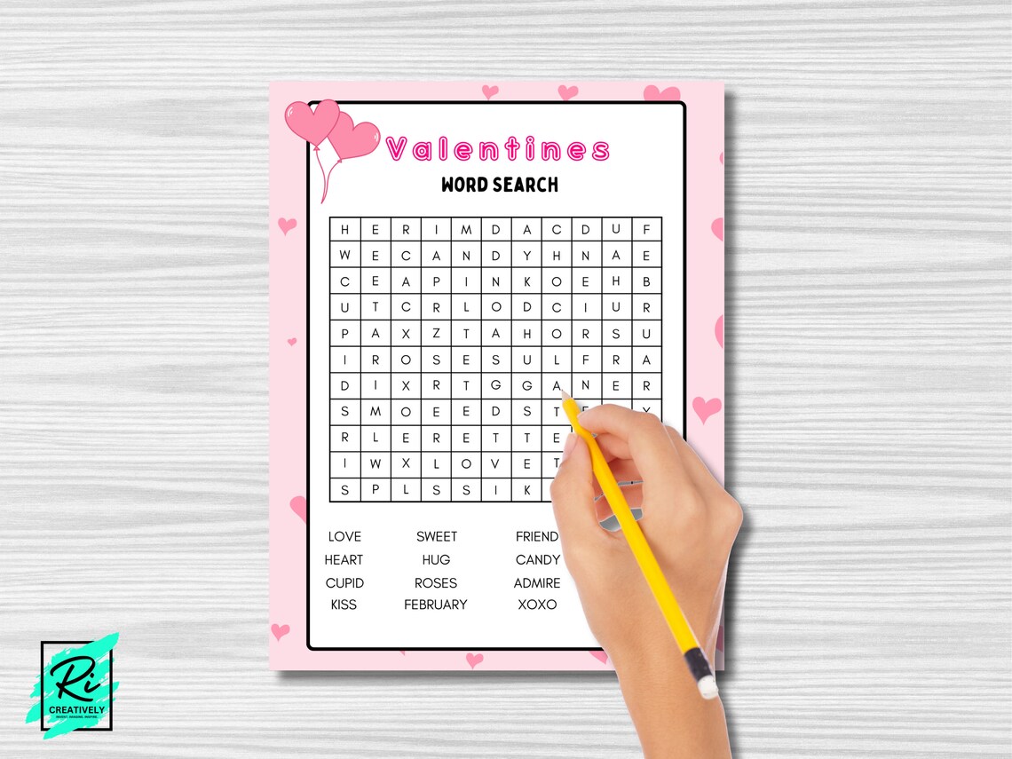 Printable Valentines Day Word Search Valentine's Day Games Valentines ...
