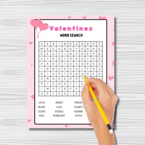 Printable Valentines Day Word Search Valentine's Day Games Valentines ...