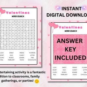 Printable Valentines Day Word Search Valentine's Day Games Valentines ...