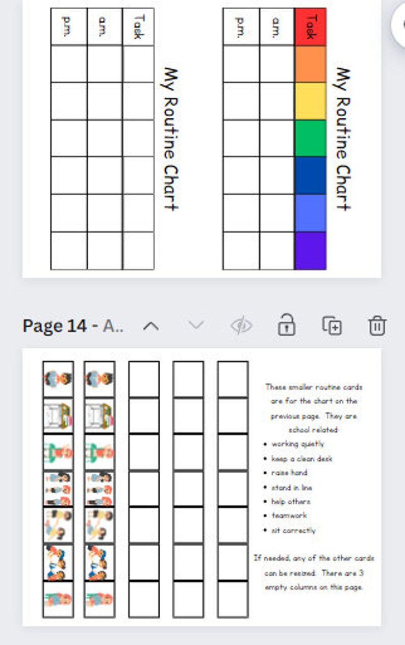 Easy Routine Chart for Children, Routine Charts for Classroom ...