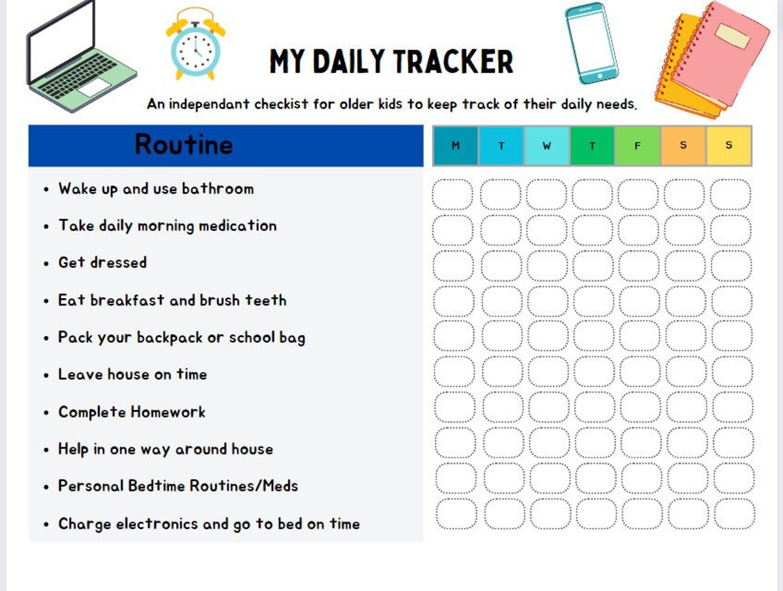 Teen Routine Tracker, Digital Teen Tracker, ADHD Teen Tracker ...