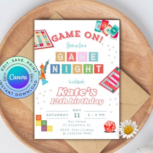 Editable Game Night Invitation, Printable Game Night Invite, Game ...
