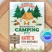 Editable Camping Birthday Invitation, Printable Camping Party Invite ...