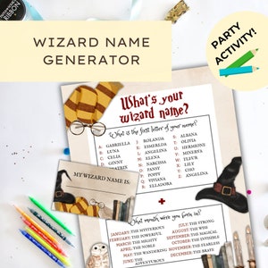 Wizard Name Generator, Printable Magic School Party Game, Wizard Party ...