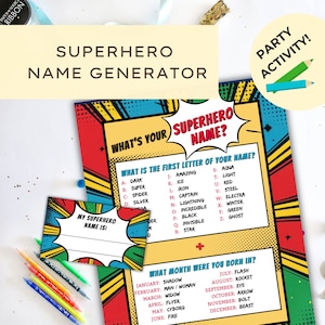 Superhero Name Generator, Printable Superhero Party Activity, DIGITAL ...