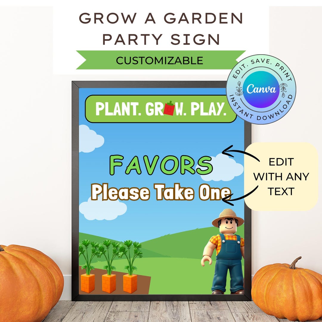 Editable Grow A Garden Party Signs, Printable Grow A Garden Birthday ...