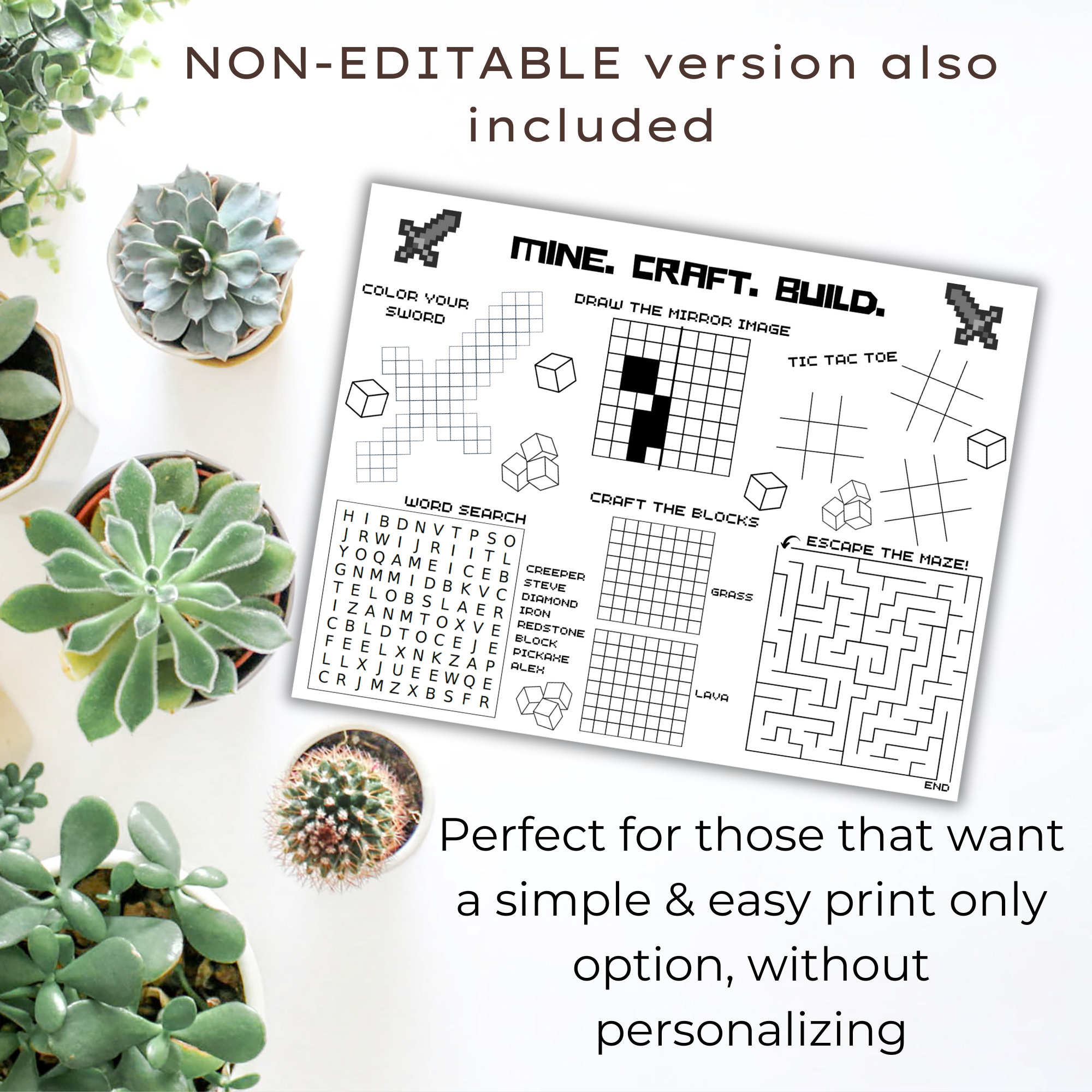 Personalizable Pixel Craft Party Activity, Printable Pixel Craft ...