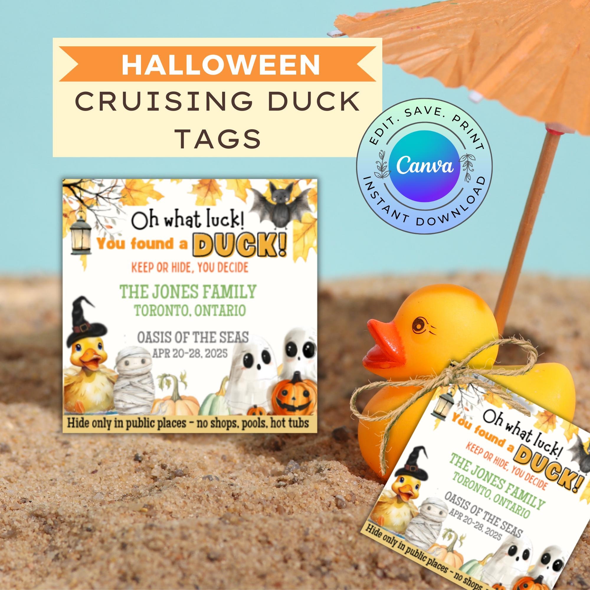 Halloween Cruise Duck Tags, Printable Halloween Duck Tag, Halloween ...