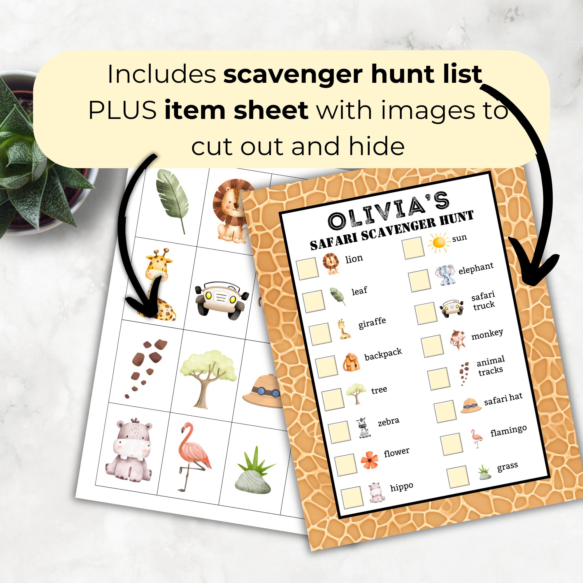 Personalizable Safari Scavenger Hunt, Printable Safari Animals Treasure ...
