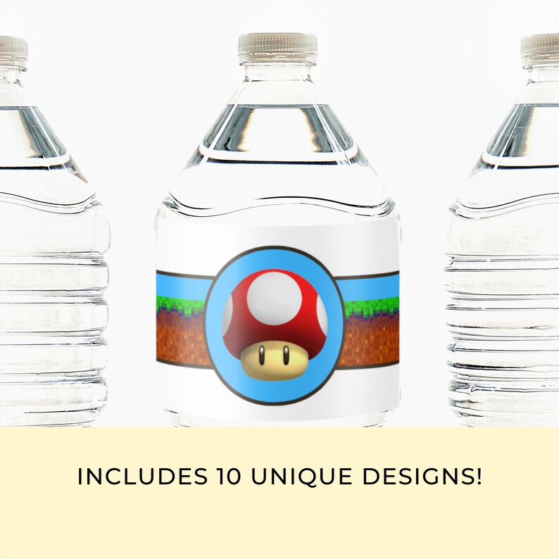 Printable Mario Water Bottle Labels, Printable Mario Party Bottle Wraps ...
