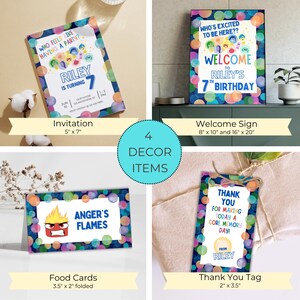 Inside Out Party Bundle, Editable Inside Out 2 Birthday Pack, DIGITAL ...