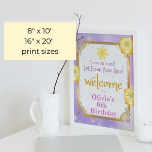Rapunzel Welcome Sign, Editable Rapunzel Birthday Sign, Printable ...
